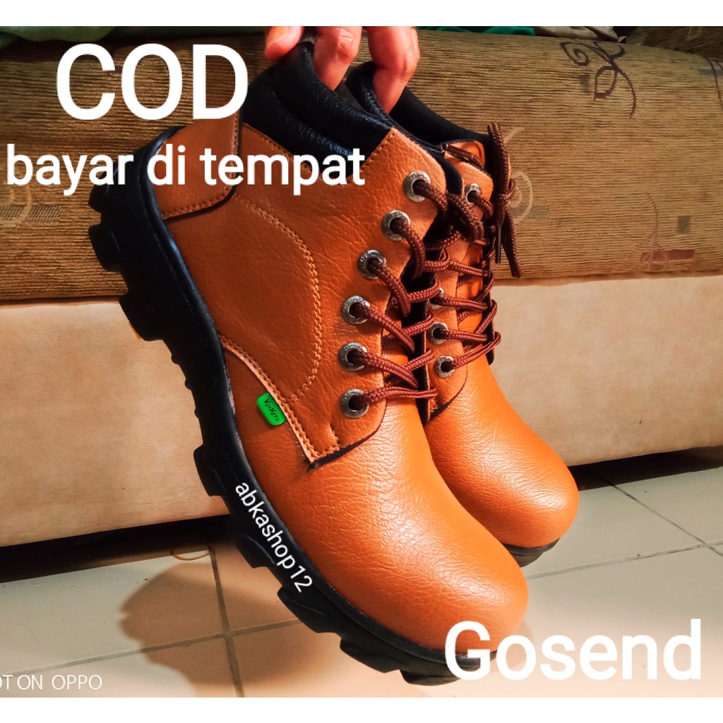Jual sepatu safty boots sepatu kerja pabrik lapangan dilengkapi besi ...