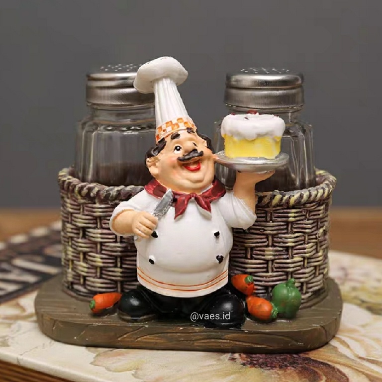 Jual Dekorasi Pajangan Patung Koki Chef Modern Kekinian / Tempat Bumbu ...