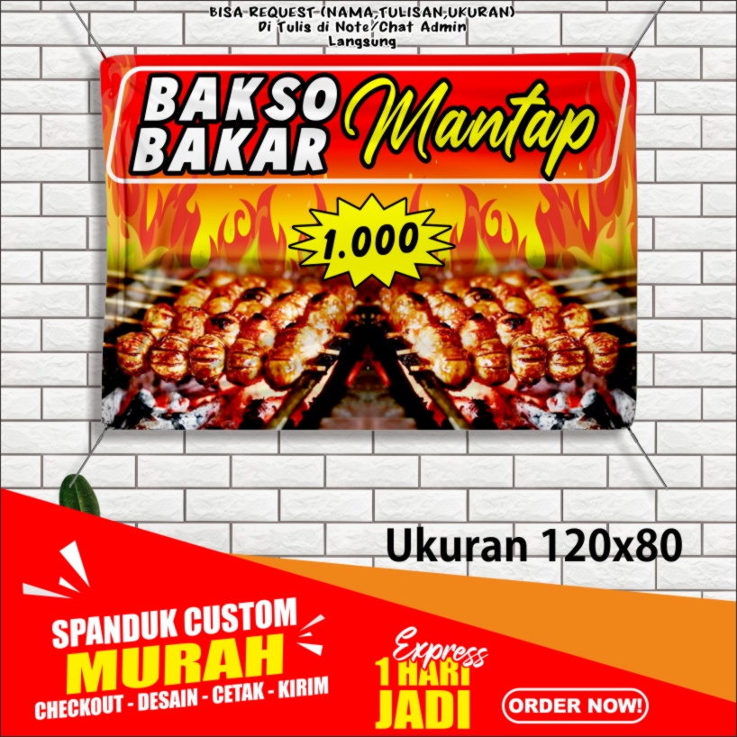 Jual Banner Bakso Bakar, Spanduk Bakso Bakar, 120x80 cm, ( Bayar ...
