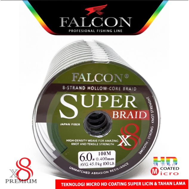 Jual Senar PE X8 Falcon SUPER BRAID 100M connecting | Shopee Indonesia