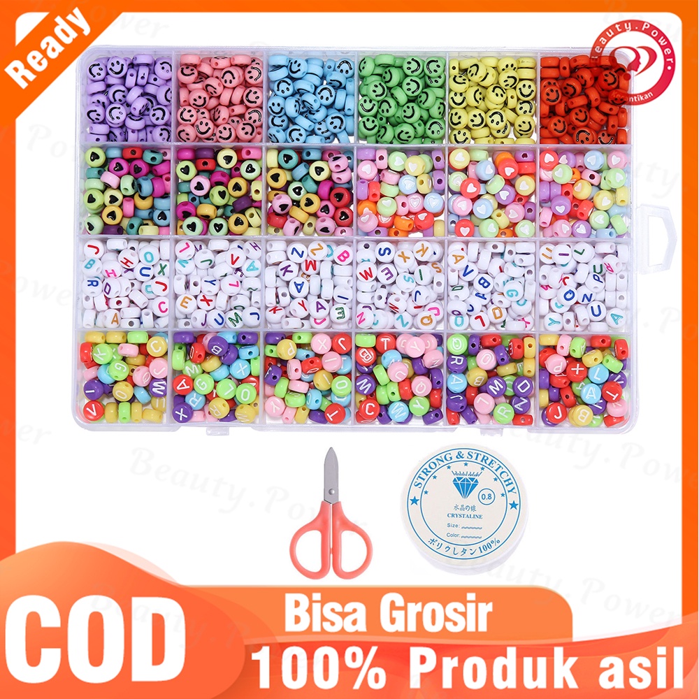 Jual 24 Grid Smiley Huruf Manik-manik Kotak Set DIY Mainan manik ...