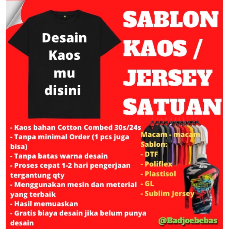 Jual Sablon kaos nama custom satuan bahan Dtf/Poliflek/Plastisol/Sublim ...