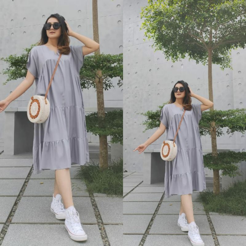 Jual KANZIA DRESS BAHAN RAYON LD 120 CM | Shopee Indonesia