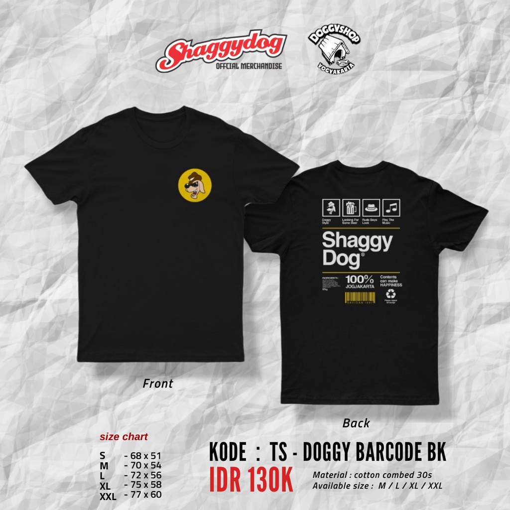 Jual TSHIRT SHAGGYDOG - TS - DOGGY BARCODE BK | Shopee Indonesia