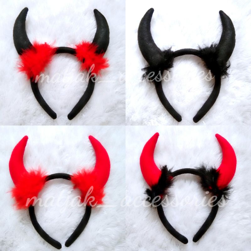Jual Bando Halloween Bando Tanduk Devil Bulu Sexy Bando Iblis Bando ...
