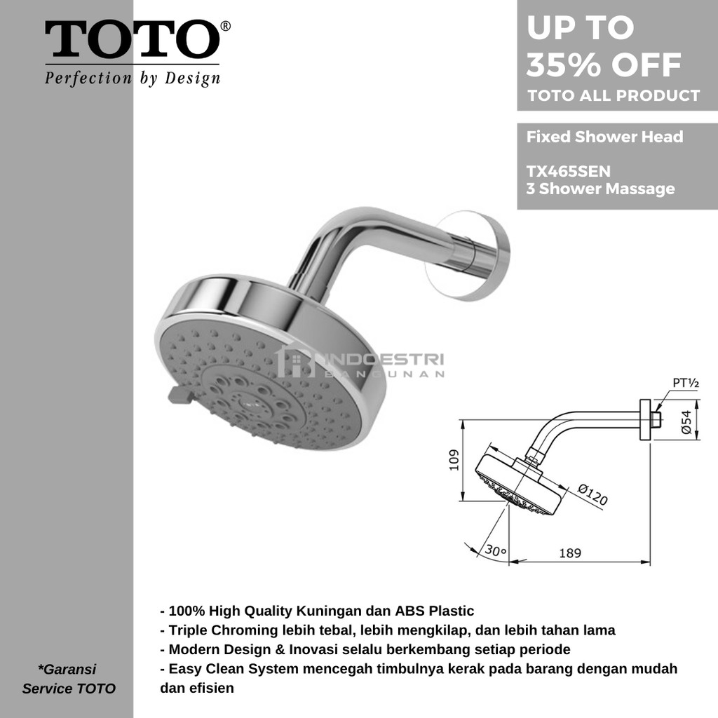 Jual Fixed Shower Head TOTO TX465SEN / Wall Shower TOTO TX465SEN (3 ...