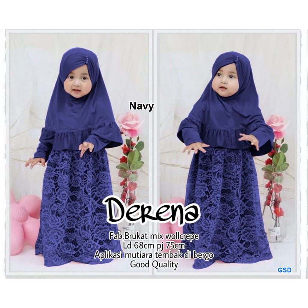 Jual Baju Muslim Anak BALITA + Hijab USIA 3-4 TAHUN Fashion Lebaran / KIDS DERENA | Shopee Indonesia