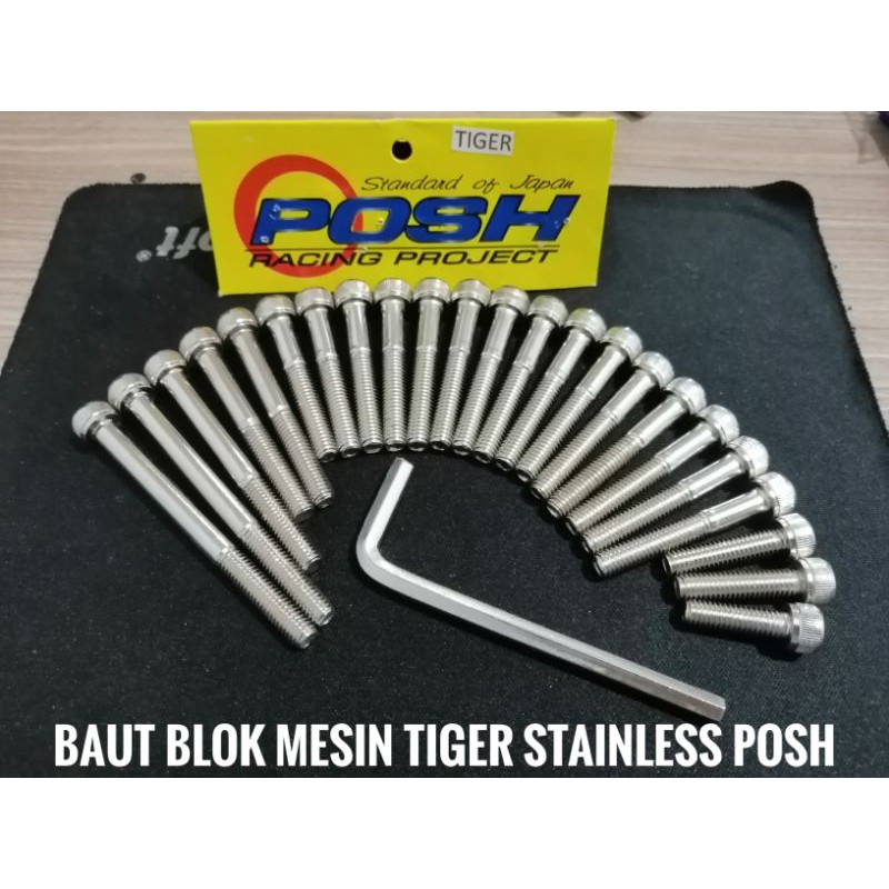 Jual COD 23 Pcs Baut Blok Mesin Tiger Chrome Full Set Posh | Shopee ...