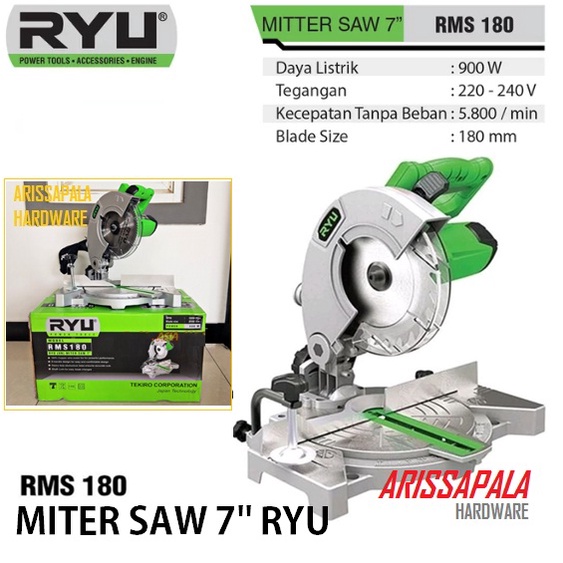 Jual Miter Saw 7 Inch RYU RMS180 Mitre saw Mesin Gergaji Potong ...