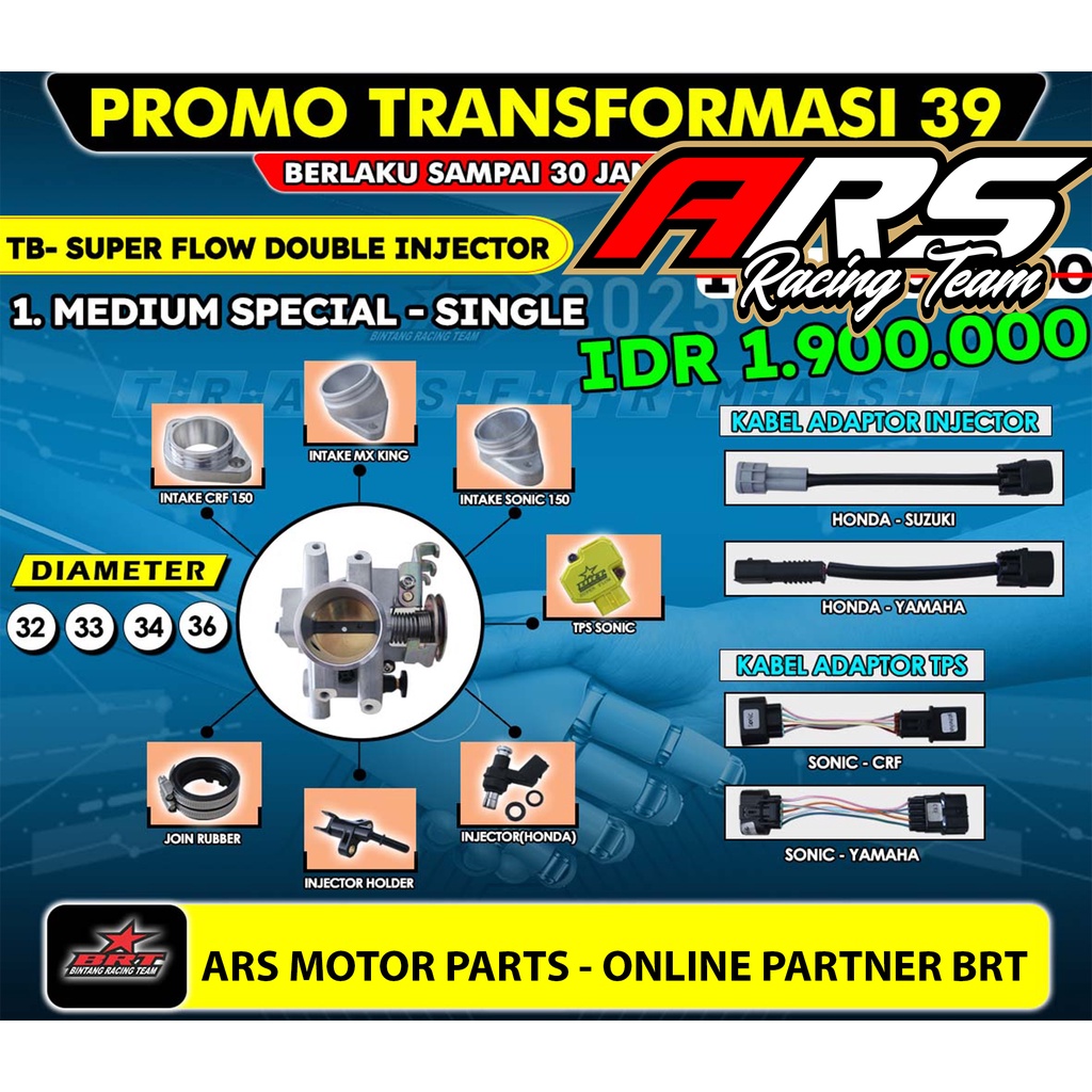 Jual PAKET THROTTLE BODY TB BRT SUPER FLOW DOUBLE INJEKTOR CRF 150 MX KING SONIC 32 33 34 36 ...