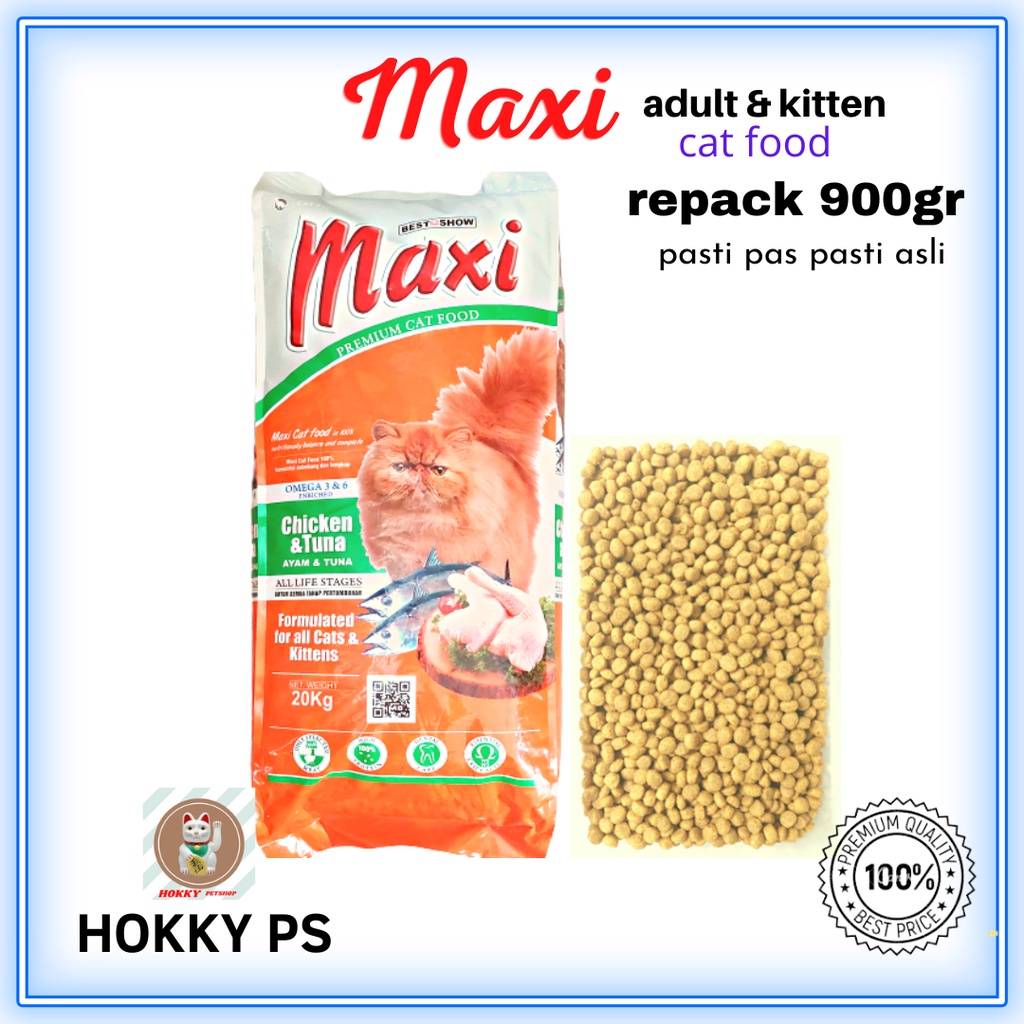 Jual MAXI CAT chicken tuna makanan kucing repack no 1 kg = 900gr dry ...