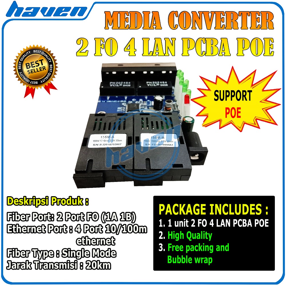Jual Media Converter 2 Port FO 4 Port LAN 10/100 Board Only / 2 FO 4 LAN | Shopee Indonesia
