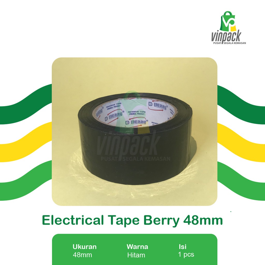 Jual Isolasi Hitam Elektrik/ Solasi/ Selotip/ Electrical Tape/ Lakban PVC Berry 48mm | Shopee ...