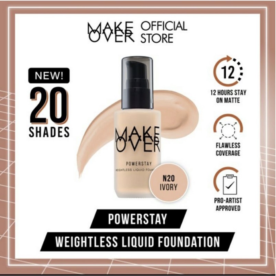 Jual MAKE OVER WEIGHTLESS LIQUID FOUNDATION | Shopee Indonesia