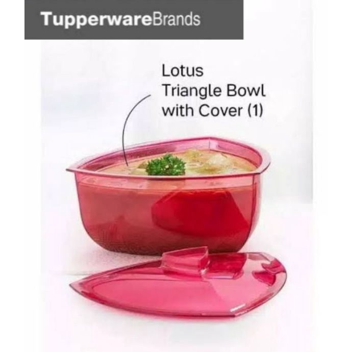 Jual Tupperware Lotus Triangle Serving With Cover 2.2 Liter / Crystal Bowl Pink Clear Wadah Saji ...