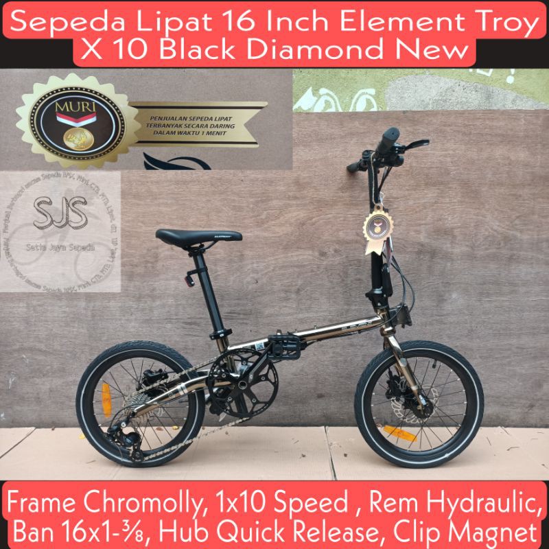 Jual Sepeda Lipat 16 Inch ELEMENT TROY X 10 BLACK DIAMOND New Chromolly ...