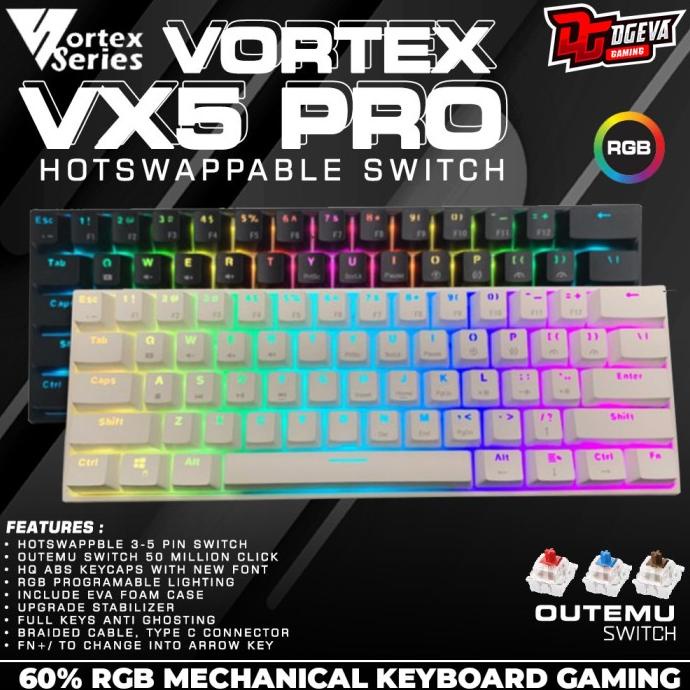 Jual Vortex Vx5 Pro 60% Rgb Hotswap Mechanical Keyboard Gaming ...