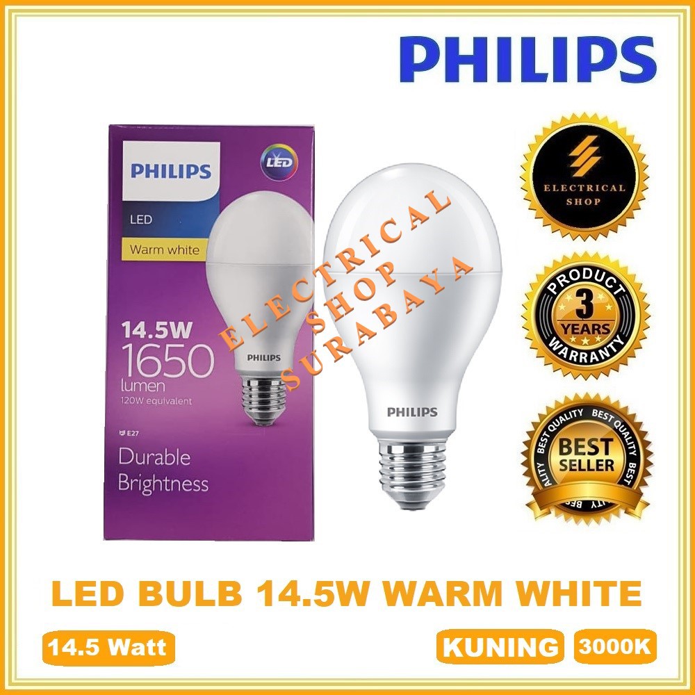 Jual PHILIPS LAMPU LED BULB 14.5W 14,5W / 14.5 WATT KUNING (3 TAHUN ...