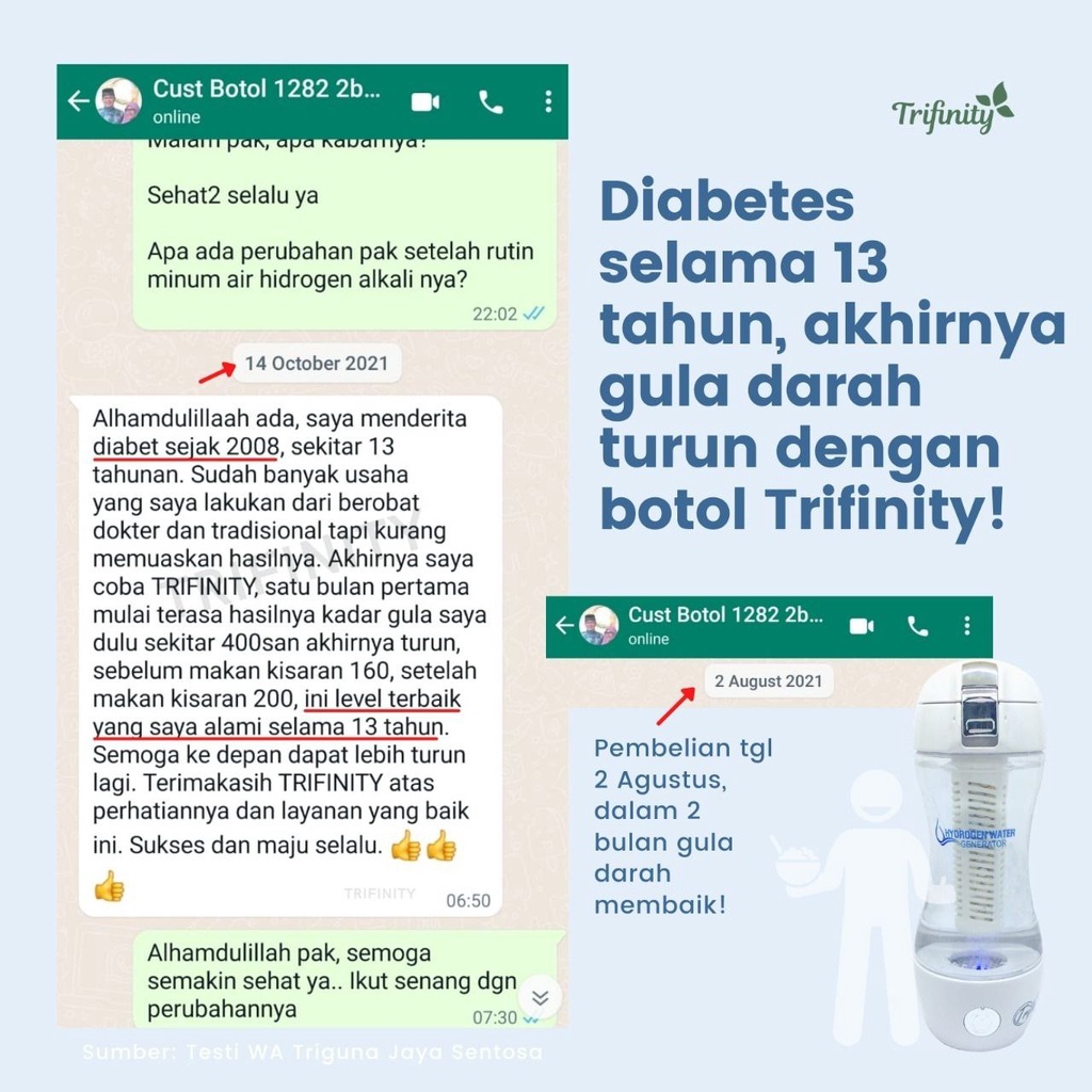Jual Botol Hydrogen Alkaline Hidrogen Generator Trifinity Original ...