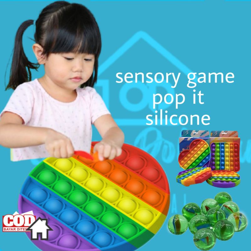 Jual Mainan pop it murah popit Pop Its Square rainbow multicolor Fidget ...