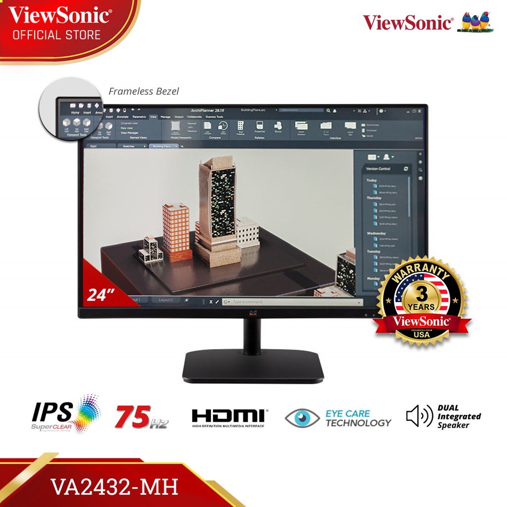 Jual LED MONITOR ViewSonic VA2432-MH (24"/FHD/IPS/75HZ/VGA/HDMI/SPEAKER ...