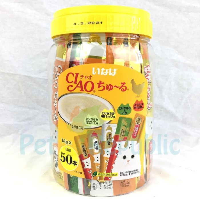 Jual SNACK KUCING CIAO TSC12T LIQUID CHURU CHICKEN VARIETY MIX 50PCS | Shopee Indonesia