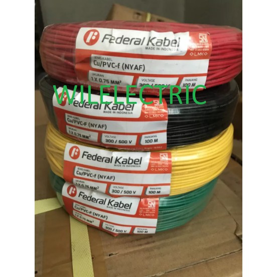 Jual Kabel serabut NYAF 0.75 mm / 0.75mm federal 100m roll bermacam warna | Shopee Indonesia