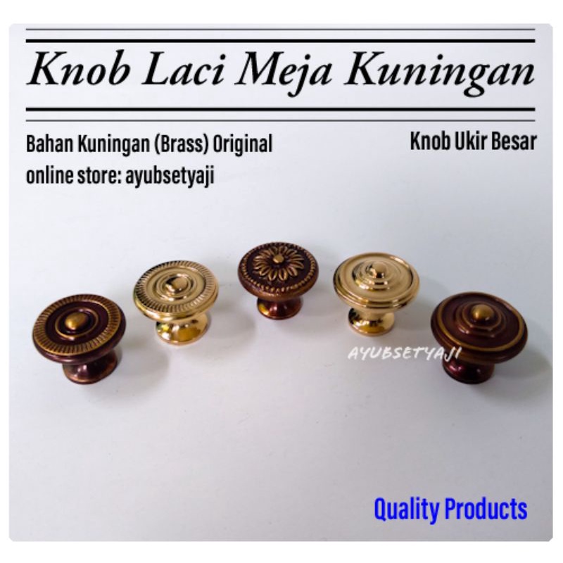 Jual Knob Laci Handle meja Tarikan model Ukir Bahan Kuningan Pegangan ...