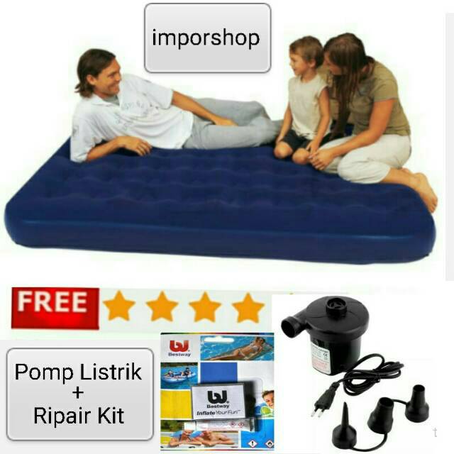 Jual kasur angin queen + pompa listrik + lem /kasur bestway sofa kolam ...