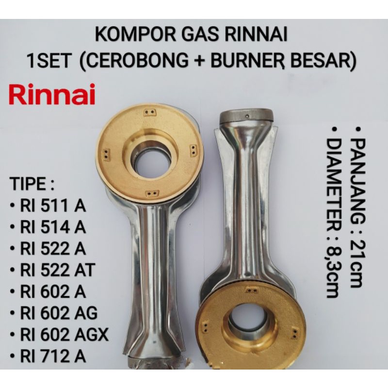 Jual TUNGKU , BURNER CEROBONG , 8 CM , RB, KUNINGAN BESAR KOMPOR GAS RINNAI SERI A 511A 522A AT ...
