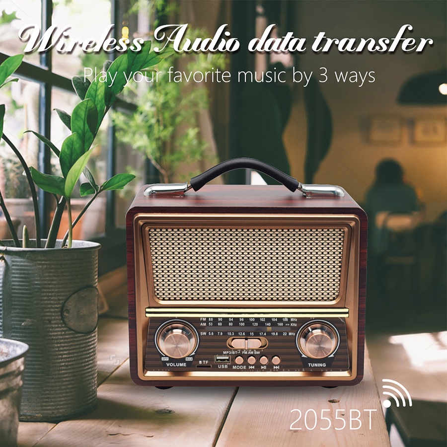 Jual Radio FM/AM/SW Speaker Portable Bluetooth FM Radio Wood Design ...