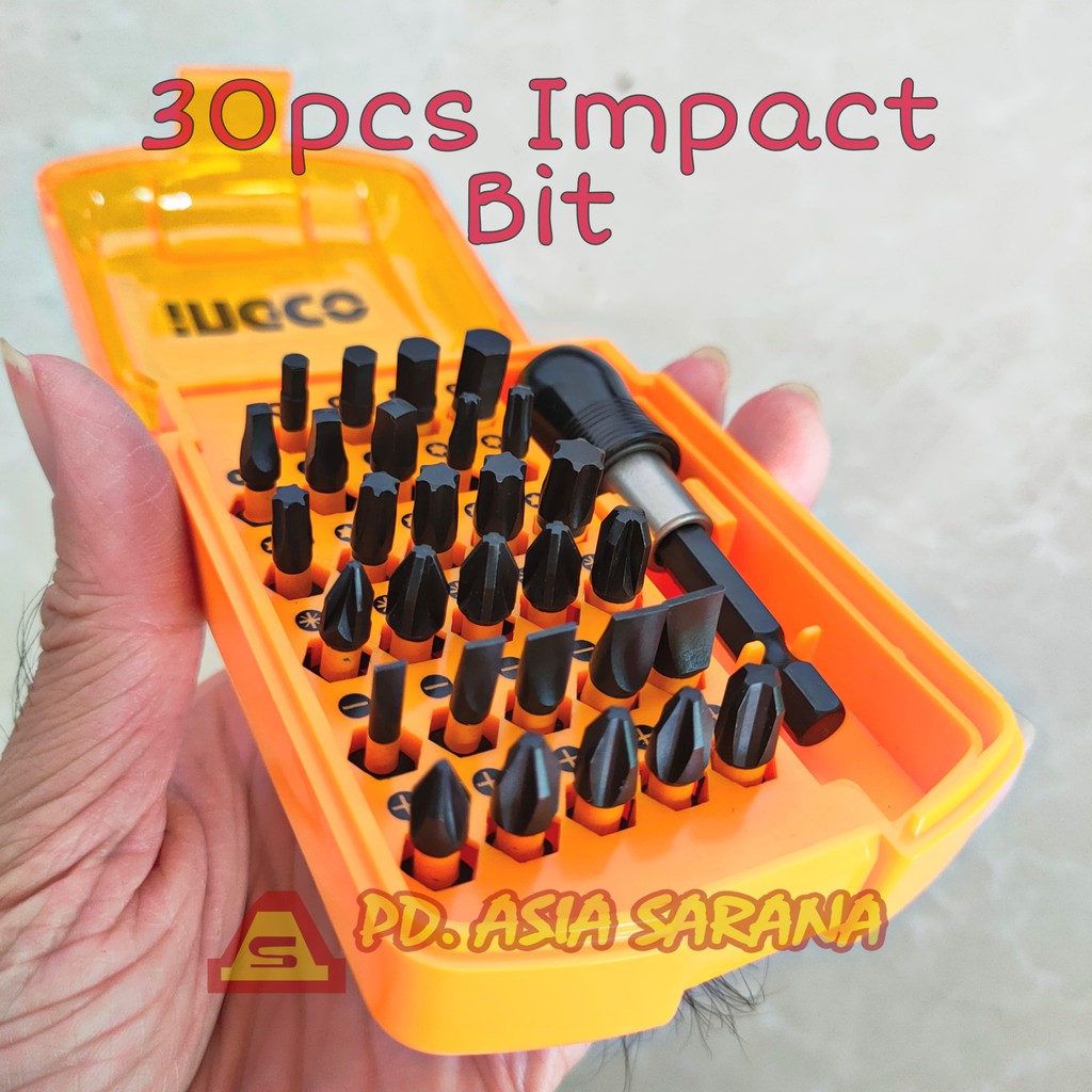 Jual Impact Screwdriver Bit 30pcs Set INGCO AKSD68303 Mata Obeng Magnet ...
