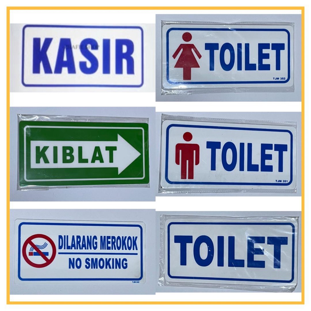 Jual Acrylic Plat Sign Label Kiblat, Toilet Cewek, Toilet Cowok, Di ...