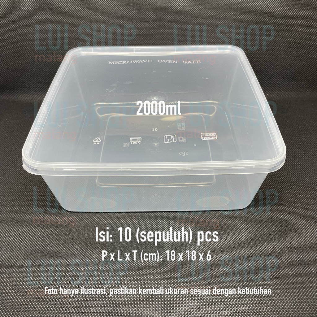Jual Thinwall DM 2000ml KOTAK/SQUARE Food Container Box [PER 10PCS ...