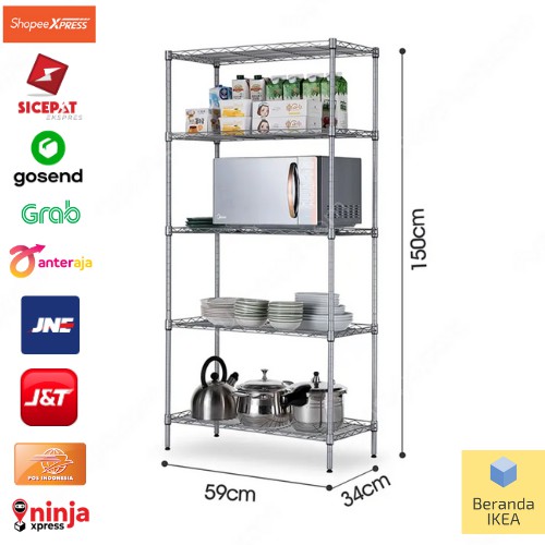 Jual KRISBOW - RAK BESI SERBAGUNA 5 TINGKAT / RAK SUSUN / WIRE SHELVING ...
