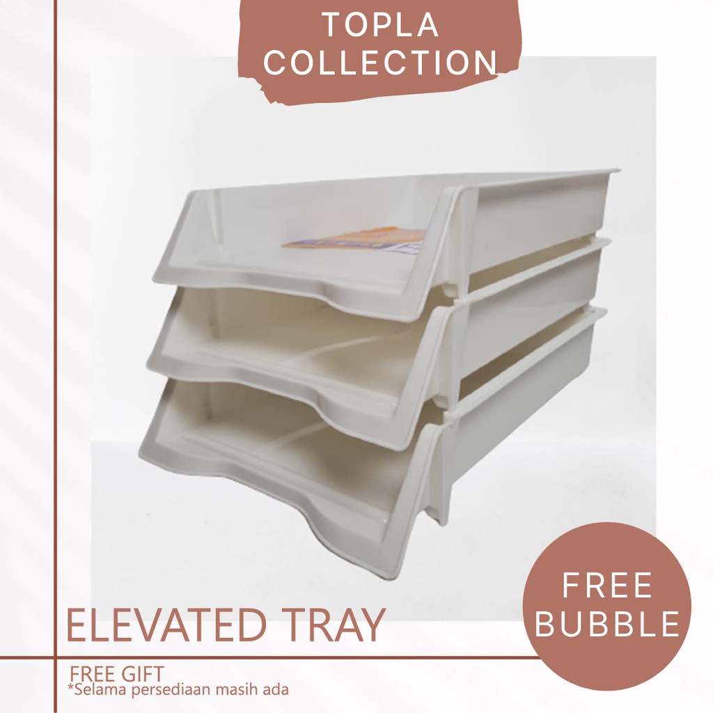Jual TOPLA Elevated Tray 3 Susun Plastik Tebal Paper Tray Rak File F4 ...