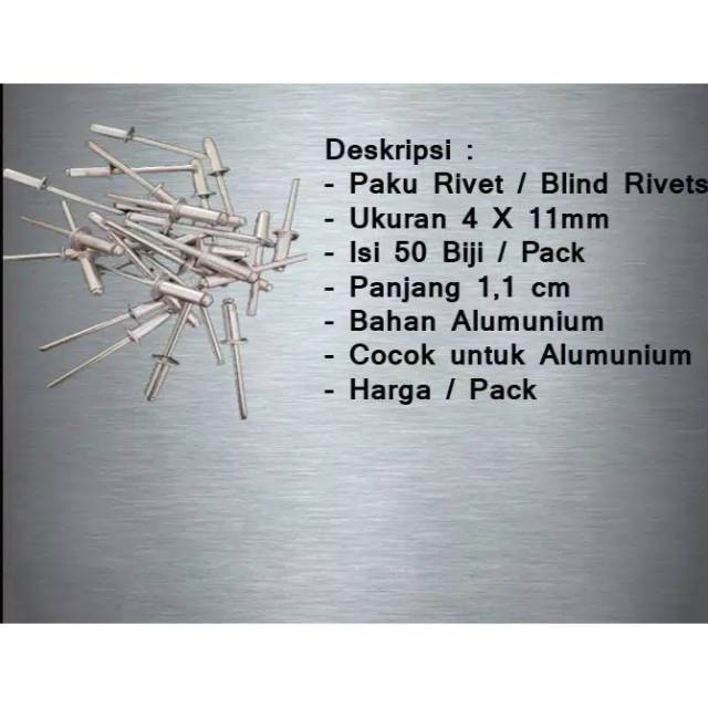 Jual 50 bh PAKU RIVET 4 X 11 MM BLIND RIVET 4 MM | Shopee Indonesia