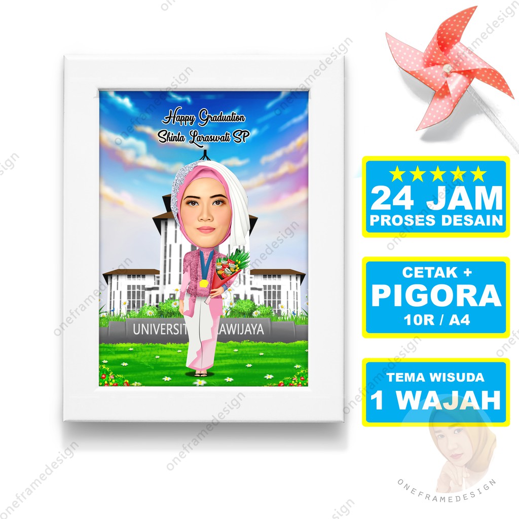 Jual Kado Wisuda Pigora 10RS A4 Karikatur Kebaya Cewek Graduation Gift ...