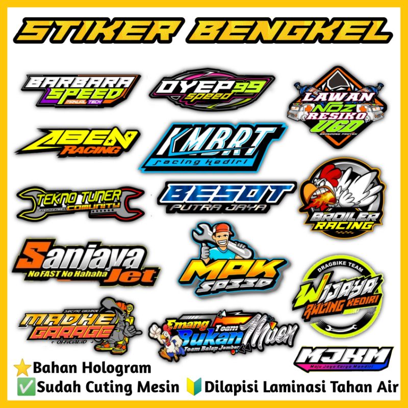Jual sticker bengkel lengkap terbaru viral / sticker bengkel hologram ...