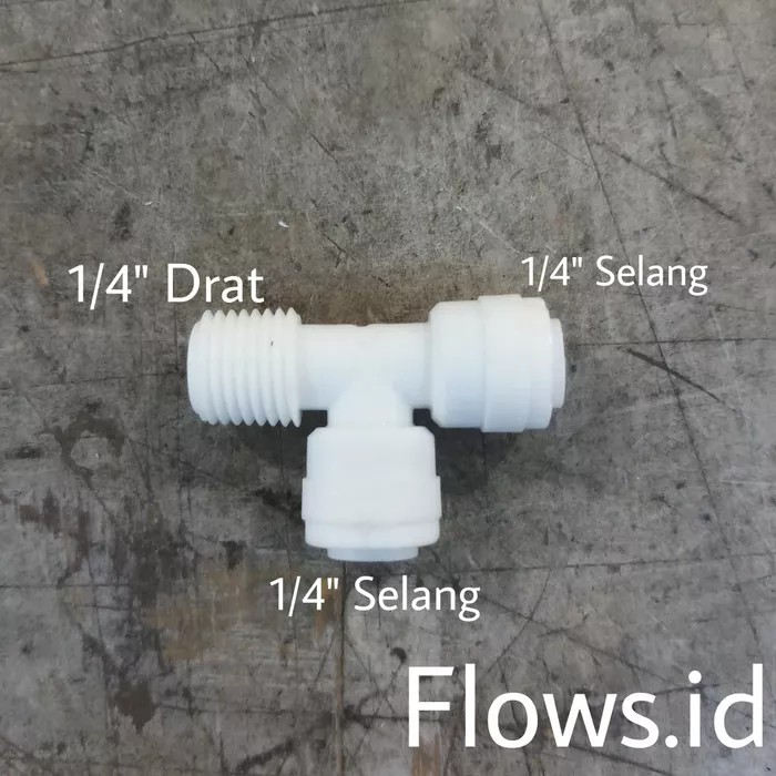 Jual Tee 1/4" Drat x 1/4" Selang x 1/4" Selang / Tee Drat Samping ...