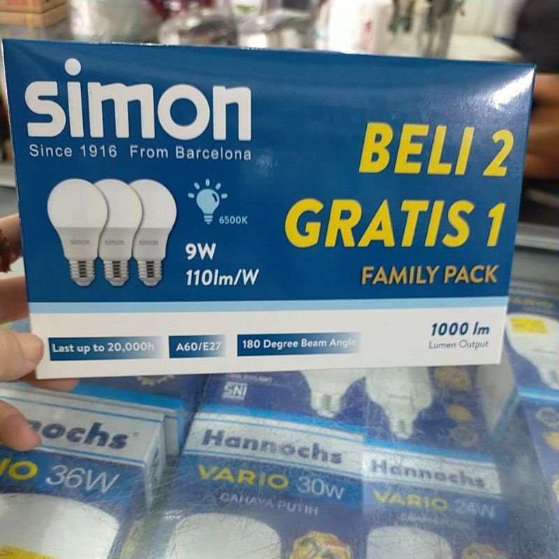 Jual LAMPU LED SIMON 9W (Isi 3pc) | Shopee Indonesia