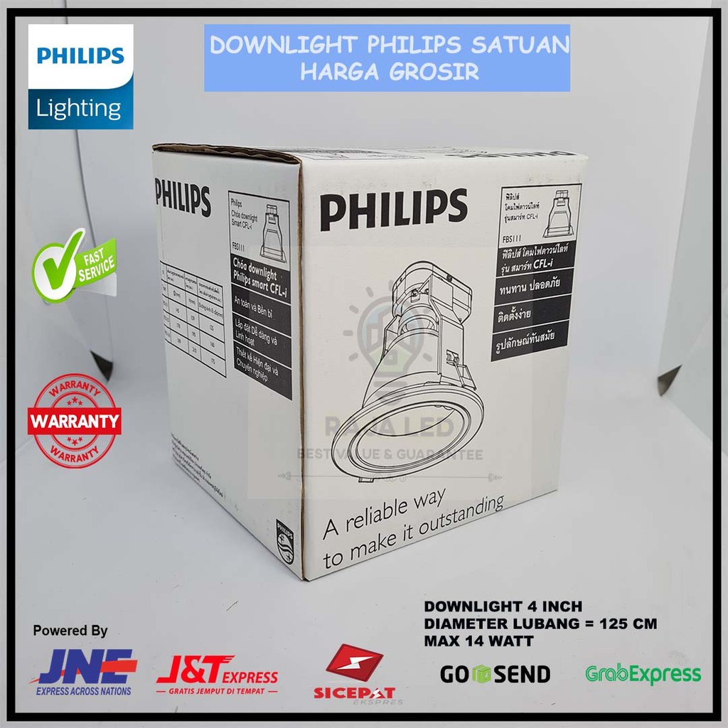 Jual Kap Fitting Downlight Philips FBS 111 / FBS 115 White 4 inch / 5 ...