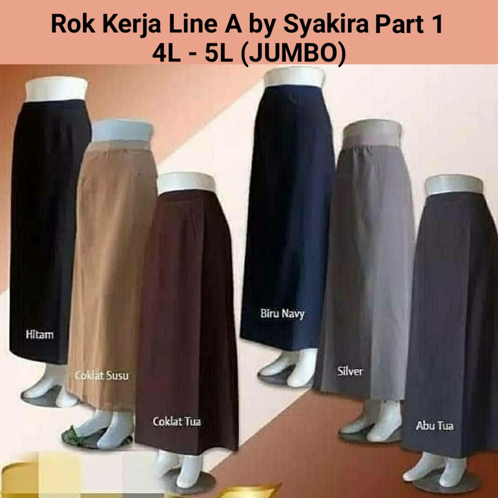 Jual Rok Kerja Wanita Bahan Model Line A by Syakira JUMBO 4L - 5L ...