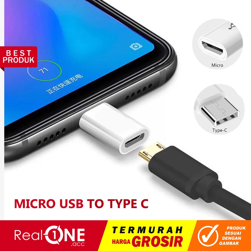 Jual Adapter converter sambungan kabel charger micro usb to type c ...