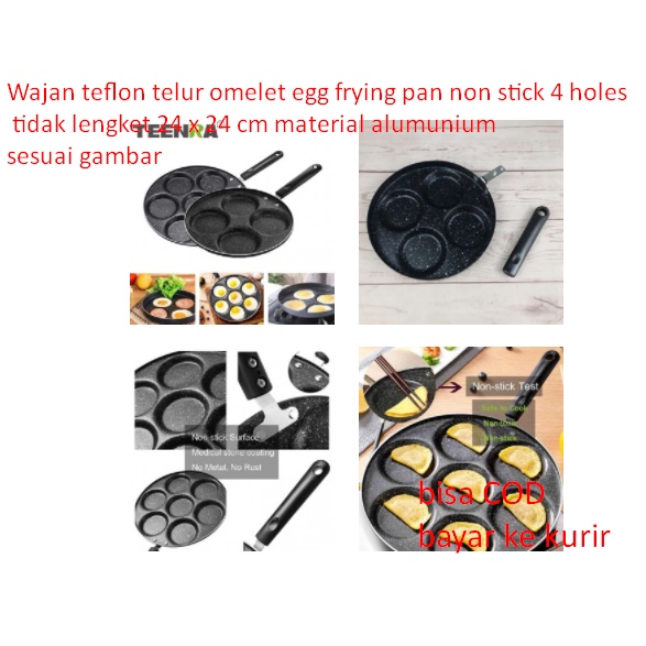 Jual Wajan teflon telur omelet egg frying pan non stick 4 holes tidak ...