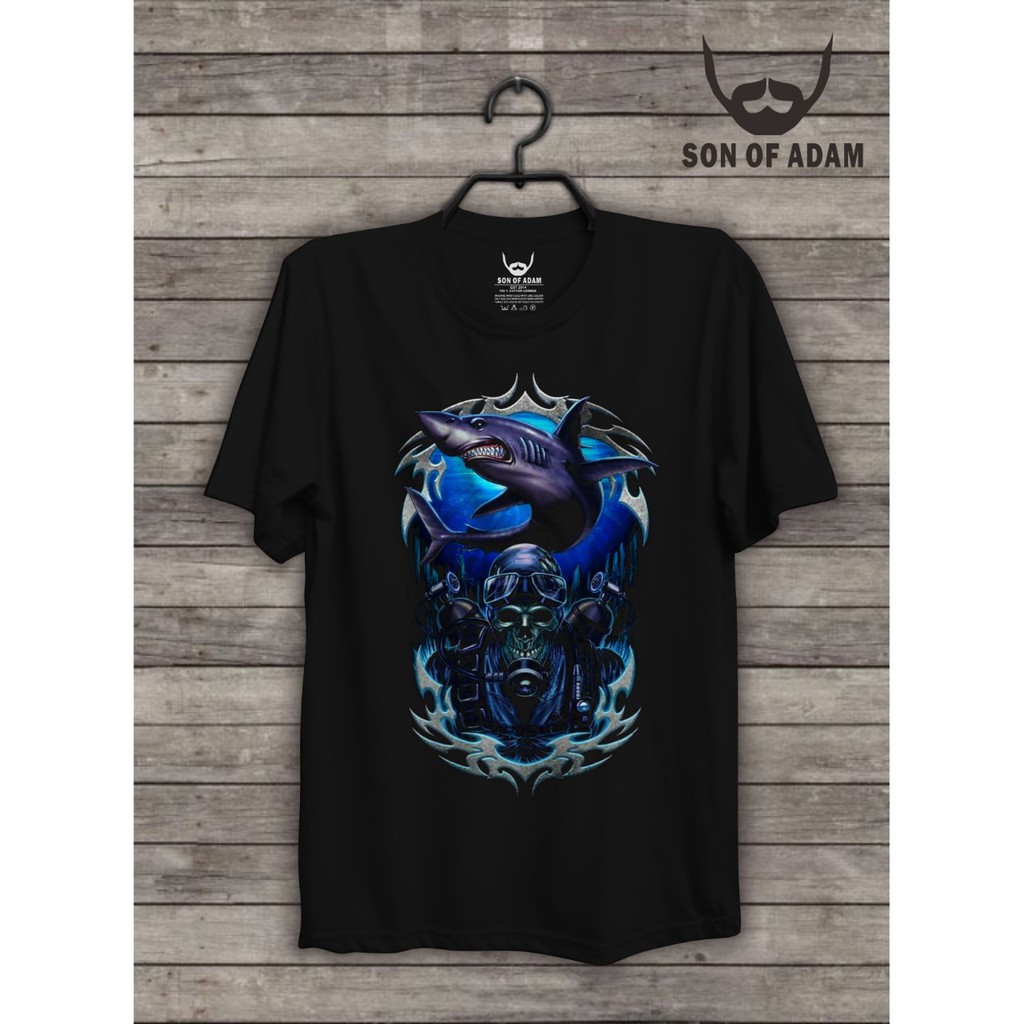 Jual KAOS PRIA CUSTOM SABLON PRINTING DESAIN SHARK MONSTER BY SON OF ...