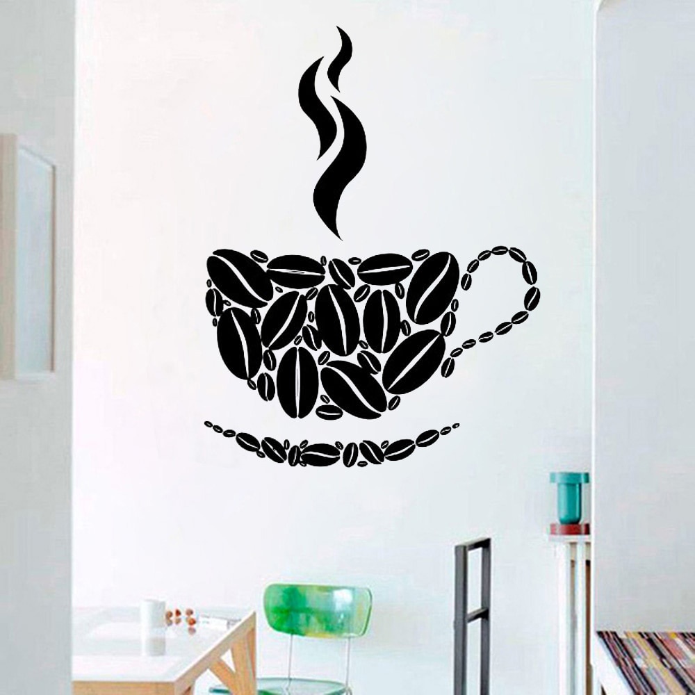 Jual Stiker Dinding Kopi Dekorasi Kafe Cup of Coffee Wall Decal Cafe ...