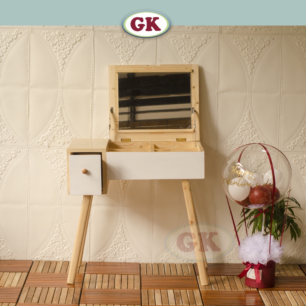 Jual Meja rias mini kayu jati belanda dengan rak kotak kosmetik GDR707 ...