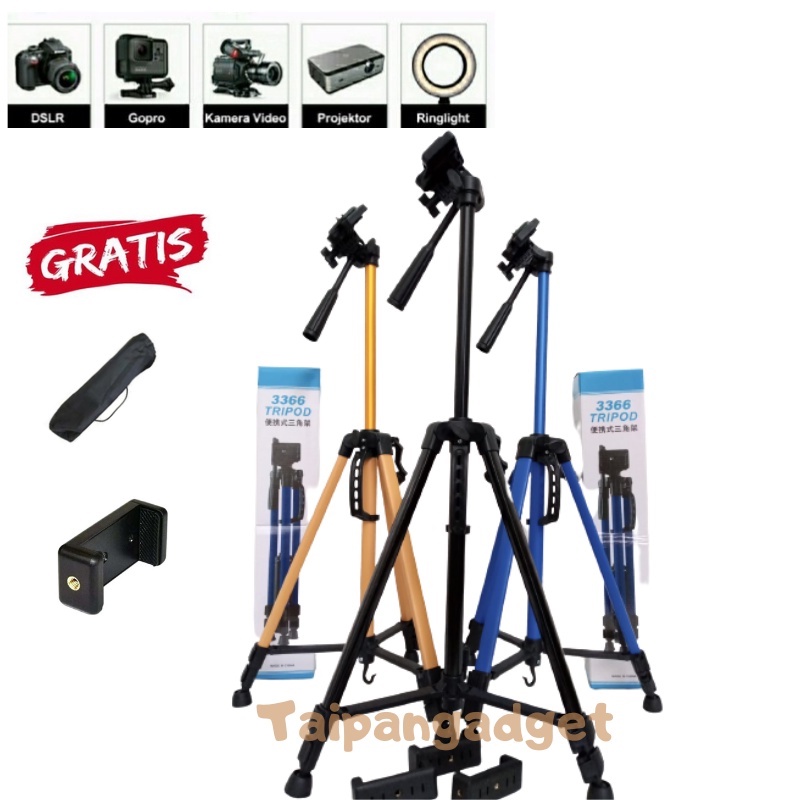 Jual TRIPOD 3366 1.4 METER TRIPOD HP PHONE HOLDER OR DV SLR CAMERA + HOLDER CAMERA PORTABLE LIVE ...