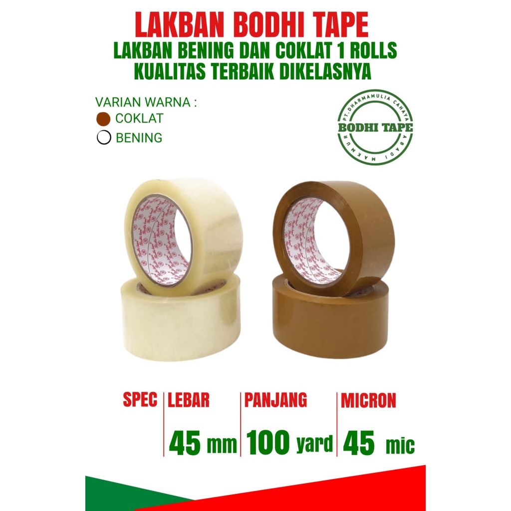 Jual Lakban Bening Coklat 2 inch x 100 yard ( 45mm x 100 yard )Bodhi Tape #ROLL Kualitas Setara ...